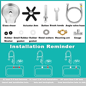 PIPPONER Stainless Steel Glass Rinser for Kitchen Sink,Upgraded 360°Rotating Jet Cup Washer for Sink,Cup Cleaner for Bar Sink Attachment(Brushed Nickel)