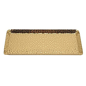 Serving Platter, Elegant Pastry Serving Tray Hammered Dishwasher Safe for Restaurant (Gold)