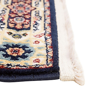 Rugs.com Rabia Collection Rug – 2' 7 x 12' Runner Navy Blue Low Rug Perfect for Hallways, Entryways
