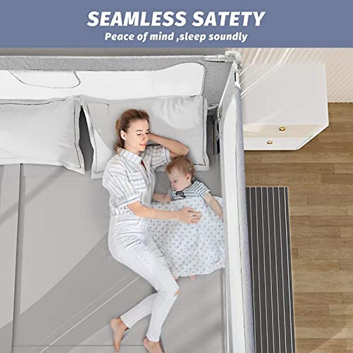FAMILL Upgrade Bed Guard Rail for Full Size Queen King Twin Bed for Toddlers and Baby (Grey,1 Piece, 78.7")