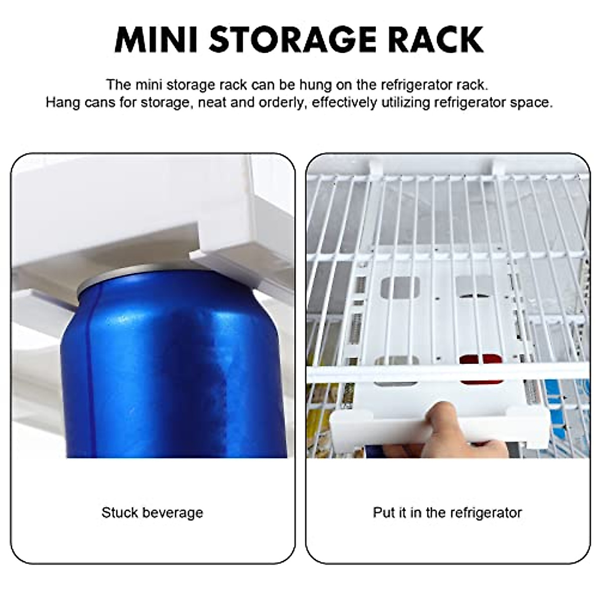 Mobestech Small Fridge Organizer Hanging Soda Can Organizer for Pantry Adjustable Refrigerator Organizer Bins Rack Drink Dispenser Beverage Holder Organization Storage for Kitchen