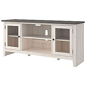 Signature Design by Ashley Dorrinson Farmhouse TV Stand with Fireplace Option, Fits TVs up to 58", Whitewash