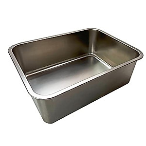 KUNWU Stainless Steel Food Grade 20" x 14" x 6" Extra Large Cat Litter Box with Silver Scoop Set