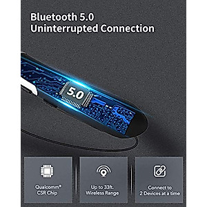 Neckband Bluetooth Headphones,Wireless Bluetooth Headphones with Retractable Earbuds, CVC8.0 Noise Cancelling Stereo Headset Call Vibrate Alert Earphones with Mic (Black 2023)