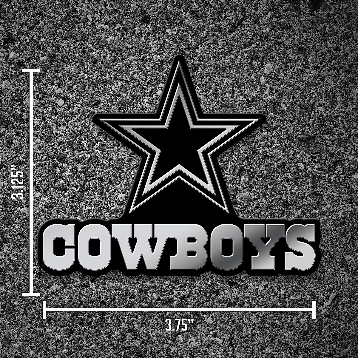 Rico Industries NFL Dallas Cowboys Chrome Finished Auto Emblem 3D Sticker, Silver