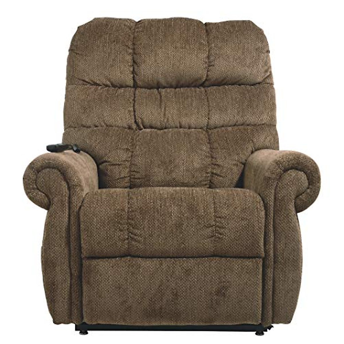 Signature Design by Ashley Ernestine Upholstered Power Lift Adjustable Oversized Recliner, Brown