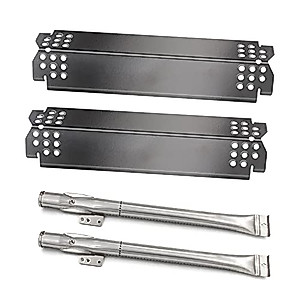 Hongso Grill Parts Replacement for Nexgrill Evolution 720-0864M 2 Burner Grill, 16 15/16" Cast Iron Grill Grates Heat Plates Burner Tubes Included