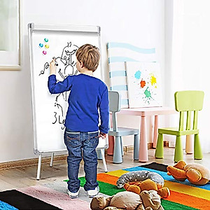 Yaheetech Easel White Boards Magnetic Tripod Whiteboard Portable Dry Erase Board 36x24 inches Flipchart Easel Board Height Adjustable, Stand White Board with Flipchart Hook for Office or Teaching