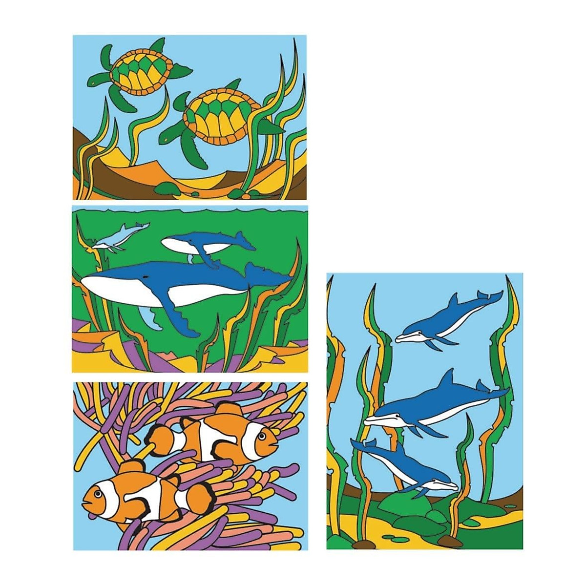 S&S Worldwide Sand Art Boards for Creating Sand Pictures, Great for Kids and All Ages, 3 Each of 4 Sea Life Designs, 5" x 7" Pack of 12.