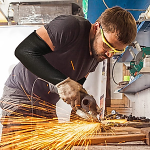 JaGely 6 Pairs Level 5 Cut Resistant Sleeves with Thumb Hole 18 Inches Arm Protection Sleeve Farmer Gardening (Black, Gray)