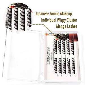 KISSNOWY Manga Lashes Natural Look, Single Individual Lashes Wispy Cluster Lashes Extension for Cosplay Japanese Anime Makeup False Lashes (B-03)