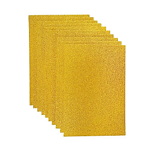 Jtnohx Glitter Felt Fabric, 10pcs Glitter Felt Sheets for Crafts, 8 x12 inches Felt Square Glitter for Party Holiday Greeting Festival Projects (Gold)