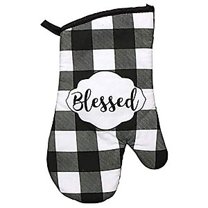 Buffalo Check Decor - Kitchen Linens - Dish Towel Set (5 Pc) Classic and Blessed Black and White Buffalo Check - Kitchen Towels - Oven Mitt - Pot Holders - Kitchen Decorations - Hand Towels