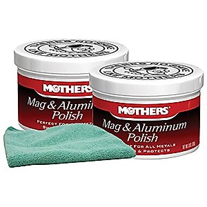 Mothers 05101 Mag & Aluminum Polish (10 oz) Bundle with Microfiber Cloth (3 Items)