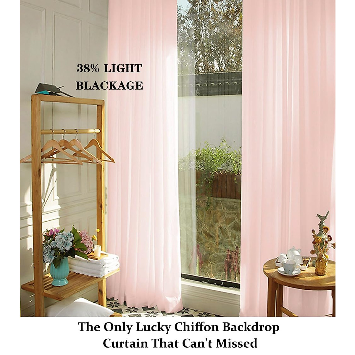 Peach Chiffon Backdrop Curtain-2 Panels 29"x120" Wedding Chiffon Backdrop Drapes Polyester Chiffon Fabric Drapes Birthday Backdrops Voile Window Curtain Photography Backdrop (29''x120''x2pcs, Peach)