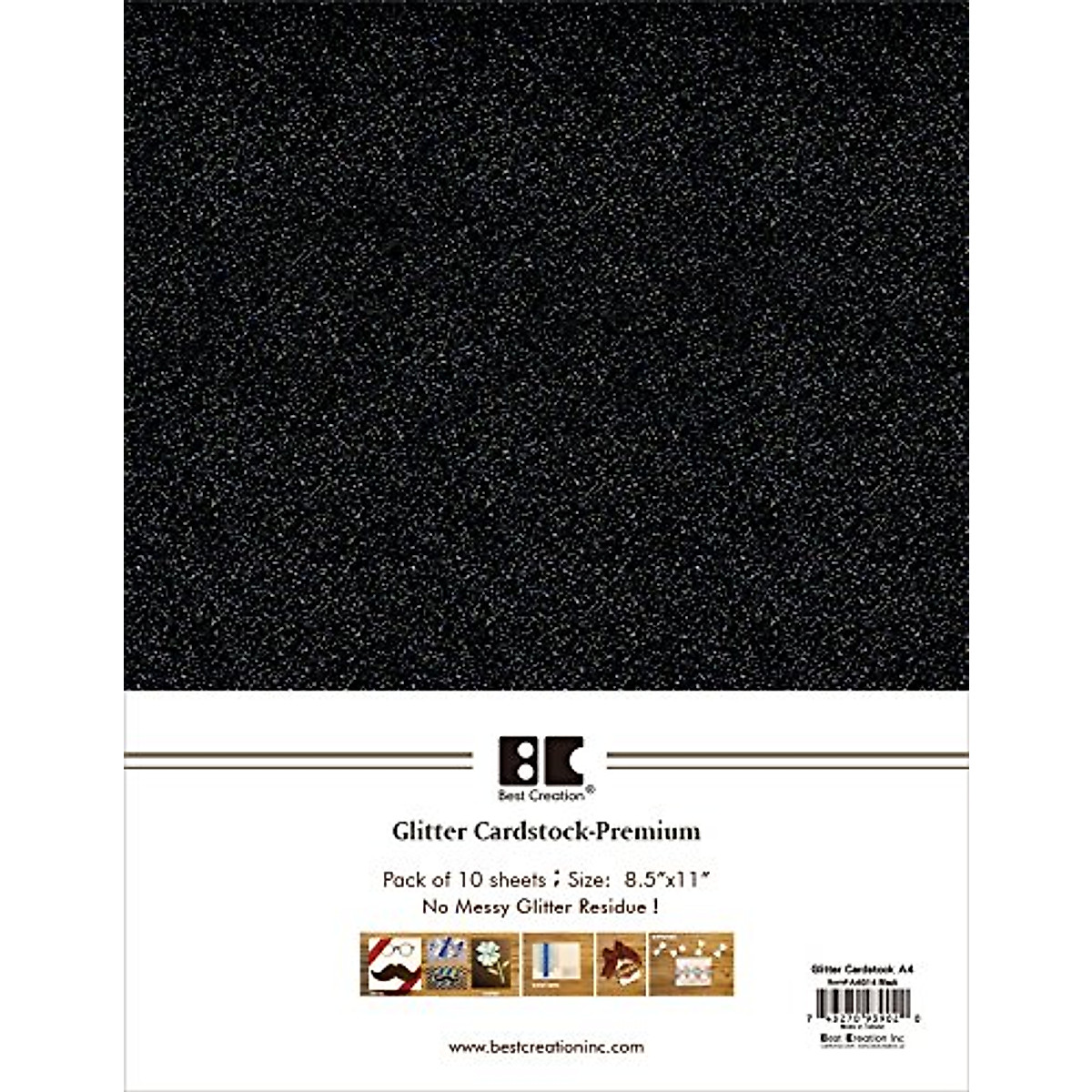 Best Creation Glitter Cardstock 8.5 inch by 11 inch-10 Sheets (Black)