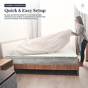 Aylas Furniture Twin Bed Mattress - 10 Inch Hybrid Twin Mattress with High Density & Comfort Cold Foam with Continuous Coil Bonnell Springs - Eco-Friendly, Breathable Twin Size Mattress Medium Firm