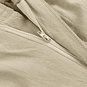 NANAMEEI Beach Pants for Men Casual Mens Linen Pants Elastic Waistband with Drawstring Zipper Pocket Beach Pants Khaki M