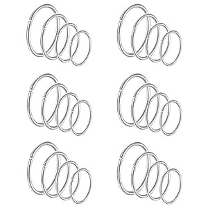 Masedy 24Pcs 20G 316L Stainless Steel Nose Rings Hoop Tragus Cartilage Helix Piercing Lip Septum Ring Silver Bendable