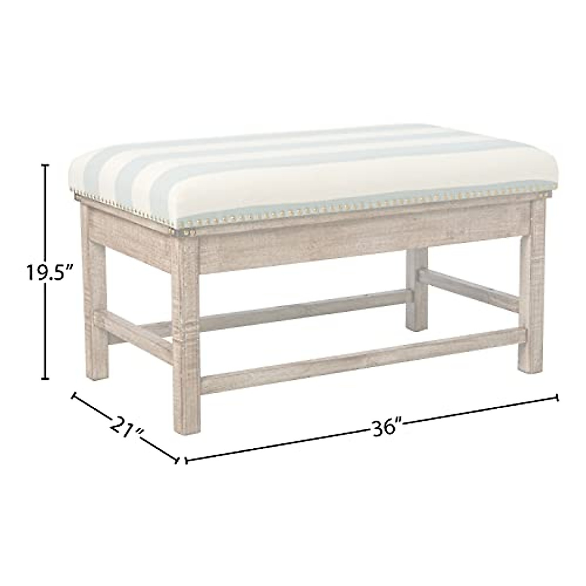 Decor Therapy Farley Upholstered Weathered Ottoman, 35.43x20.08x19.69, Driftwood