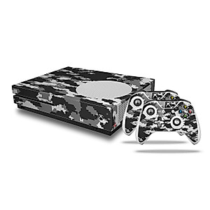 WraptorSkinz Decal Vinyl Skin Wrap Compatible with Xbox One S Console and Controllers - WraptorCamo Digital Camo Gray