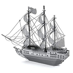 Metal Earth Black Pearl Pirate Ship 3D Metal Model Kit Bundle with Tweezers Fascinations