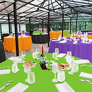 MASHAN 12Pcs Round Halloween Tablecloth Plastic Orange Black Purple Green Table Cloths Disposable Round Table Covers for Halloween Witch Vampire Party Decorations, 84inch