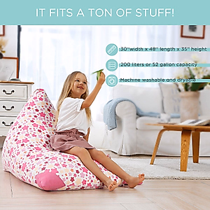 Aubliss Stuffed Animal Storage Bean Bag Chair Cover, 50"x 35" Extra Large Bean Bags for Kids & Adults, Beanbag Toy Storage for Boys Girls - Premium Cotton Canvas Bola