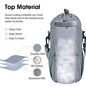 sportsnew Water Bottle Holder with Strap 32oz 40oz Insulated Water Bottle Carrier Sling Bag with Phone Pocket Tumbler Bag Crossbody Cup Sleeve for Walking Hiking Travelling Carrying, Greyish Blue