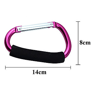 Stroller Hooks by Baby,2 pcs Carabiner Stroller Hook Organizer for Hanging Purses, Diaper Bag, Shopping Bags. Clip Fits Single/Twin Travel Systems, Car Seats and Joggers (Rose red)