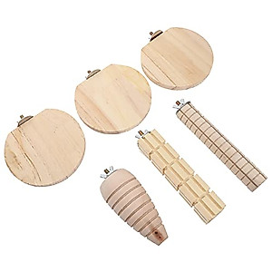 PATKAW Rabbit Toys Rabbit Toys 2pcs Hamster Cage Platform Small Animal Platform for Cage Hamster Wooden Pedals Wood Bird Perch Pedals Set: Small Bird Cage Accessories Bunny Toys