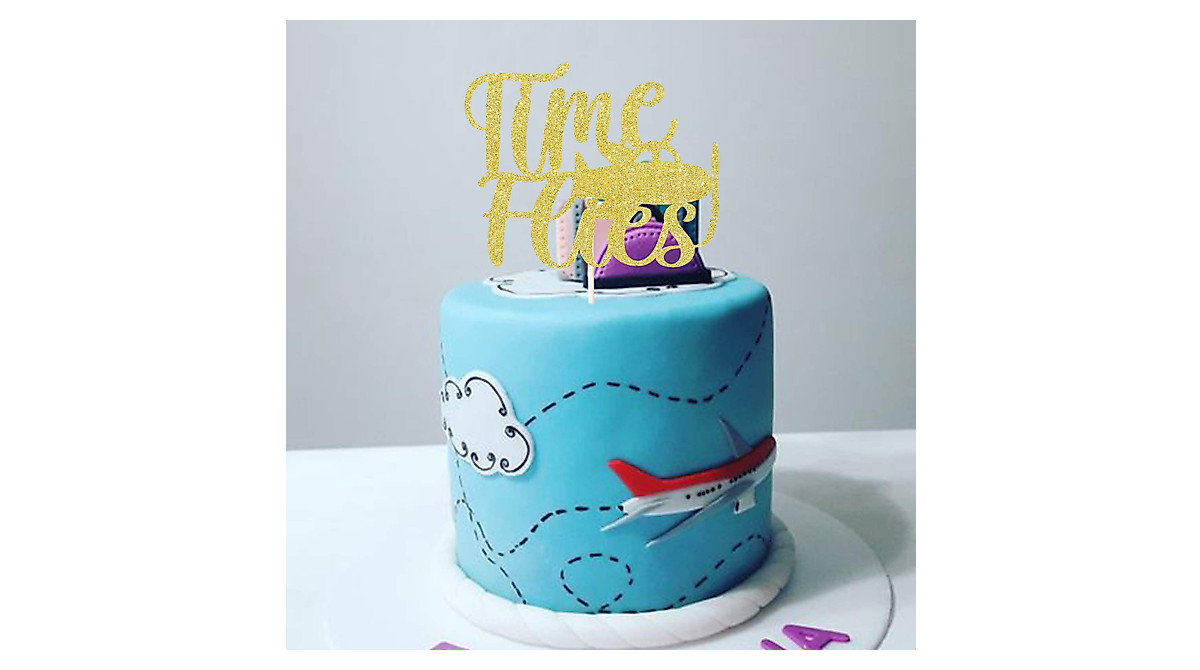 Time Flies Cake Topper for Airplane Themed Birthday Parties