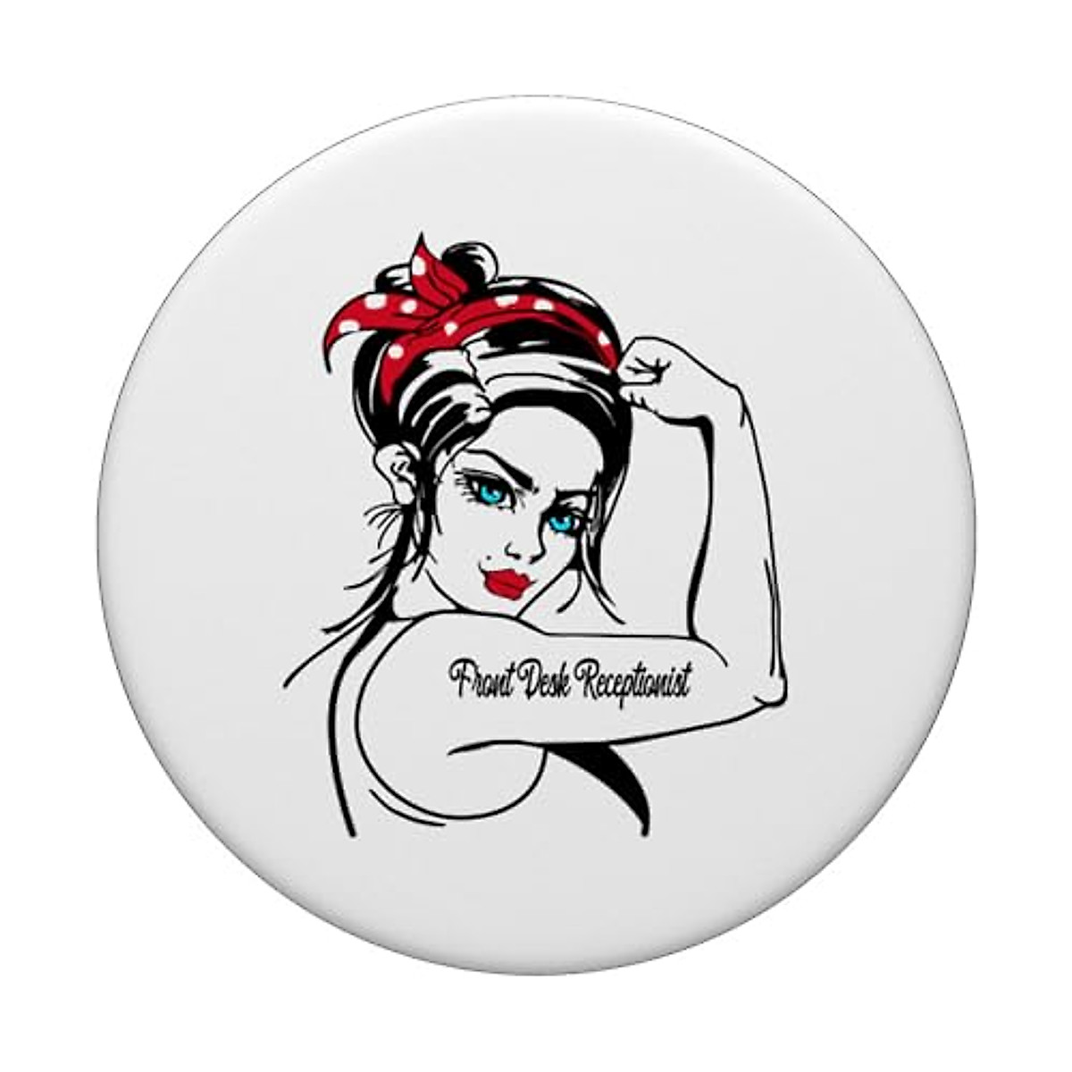 Front Desk Receptionist Rosie The Riveter Pin Up PopSockets Adhesive PopGrip