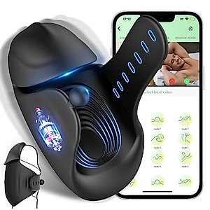Adjustable Male Masturbator Penis Vibrator Trainer Stimulator, Adult Sex Toys for Men, 3 in 1 Vibrating App Controlled Mens Sex Toy Stroker with Cock Ring, Masturbators Vibrators for Men
