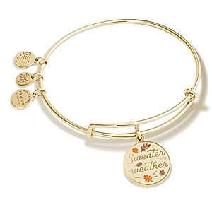 Alex and Ani Connections Expandable Bangle for Women, Sweater Weather Charm, Shiny Gold Finish, 2 to 3.5 in