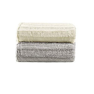 Beautyrest Duke Weighted Adult, Faux Fur, Glass Beads Filling, and Removable Cover Calming Heavy Blankets, 60x70-12lbs, Grey