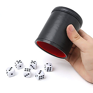 TUZAMA Felt Lined Professional Dice Cup - with 6 Dice Quiet for Yahtzee Game
