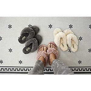 Fireside by Dearfoams Women's Auburn Thong Slipper, Natural, 8