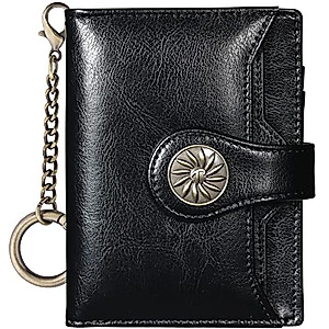 Travelambo Rfid Wallet Women Leather Bifold Compact Small Wallet for Women (Black)