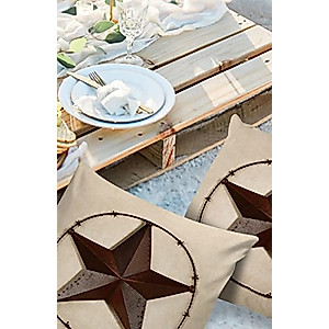 Vandarllin Outdoor Throw Pillows Covers 18X18 Set of 2 Waterproof Texas Lone Star Metal Art Decorative Zippered Cushion Covers for Patio Furniture, Rustic Lumbar Pillowcases