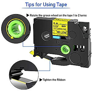 USUPERINK Compatible for Brother P-Touch 3PK HSe-611 HSe611 HS-611 HS611 Black on Yellow and 2PK Hse-211 Hse211 Black on White 5.8mm 0.23'' Heat Shrink Tubing Label Tape for Wire Cable