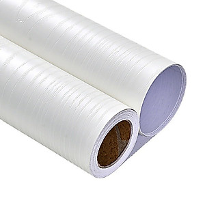 Yifely Solid White Wood Grain Shelving Paper Removable Vinyl Shelf Liner Door Table Cabinet Sticker 17.7 Inch by 9.8 Feet