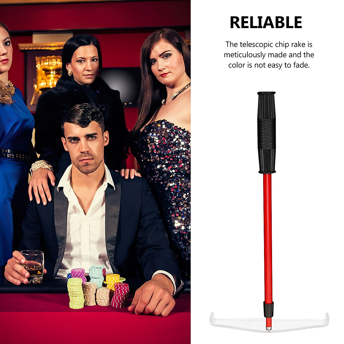 Cabilock Poker Chips Bingo Chips Wand Poker Chip Tray Dice Chips Rake Collector Rake Game Chips Collecting Rod Accessory Rake Chip Tray Metal Dice Metal Dice