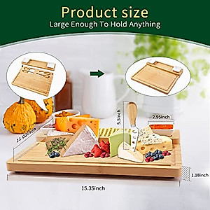 Large Charcuterie Boards and Knife Set - Bamboo Cheese Board - Wine Meat Cheese Tray Platter - Unique Housewarming Gifts, Anniversary Wedding Gifts for Couple, Bridal Shower Gift