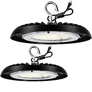hykolity LED High Bay Light 200W, 5000K 26,000lm UFO LED High Bay Light Fixture, [450W MH/HPS Equiv.] 120V, IP65 Commercial Warehouse Area Light for Wet Location, 2 Pack