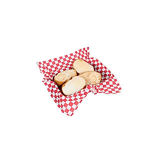 CucinaPrime 12"x 12" Food Basket Liner, Red and White Checkered- 100 Pack