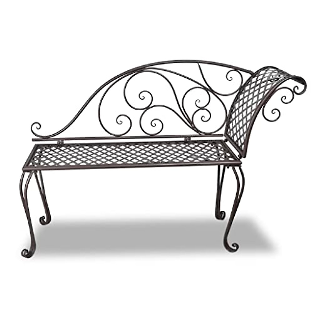 vidaXL Patio Chaise Lounge - Antique Brown Iron Scroll-Patterned Outdoor Furniture for Garden, Ergonomic Design for Comfort