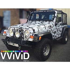 VViViD Vinyl Camouflage Pattern Wrap Air-Release Adhesive Film Sheets (1ft x 5ft, Snow Camo)