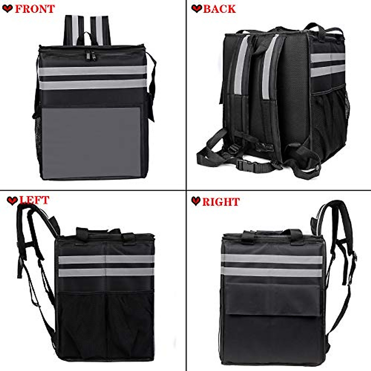 OGEFOTED Insulated Pizza Delivery Bag, Food Delivery Backpack, Leak-Proof Thermal Backpack,Soft Sided Cooler Grocery Backpack