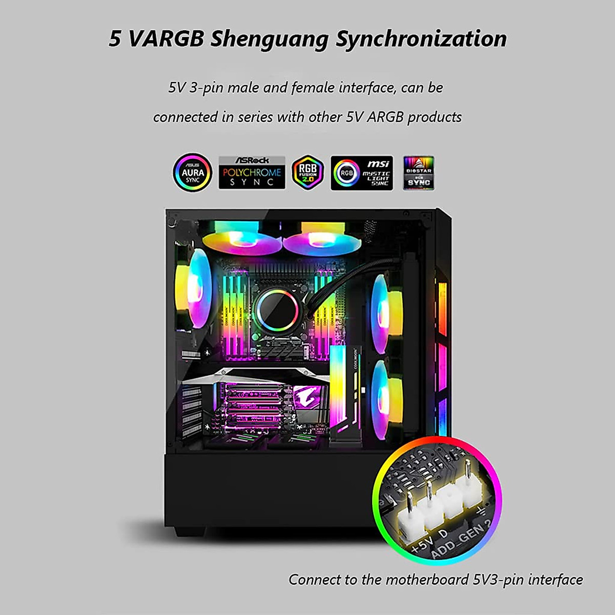 S-YUWEN RGB GPU Holder Coolmoon CM-GH2 Colorful Graphics Card 5V 3 Pin Vertical Support Video Bracket Frame ARGB Sync Jack, Sag Holder/Holster, White, 2.44x1.38x6.89in